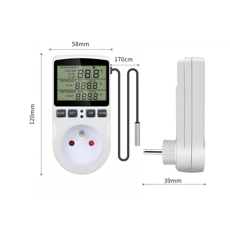 Termostat Digital Controler de Temperatură 16A 230V cu Sonda – Cont...